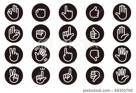 Monochrome simple hand icon set - Stock Illustration [89303700] - PIXTA