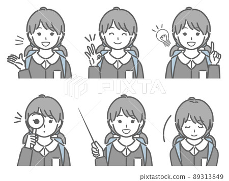 Elementary school girls explaining - Stock Illustration [89313849] - PIXTA