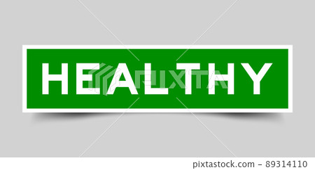 Sticker label with word healthy in green color... - Stock Illustration ...