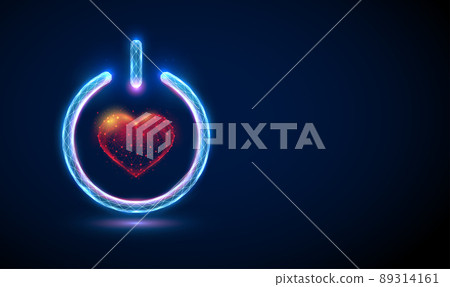 Abstract red heart shape in power button - Stock Illustration [89314161 ...