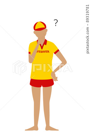 Senior female life saver poses, have doubts - Stock Illustration ...