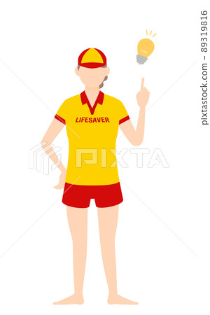 Female life saver poses, pointing and giving... - Stock Illustration ...