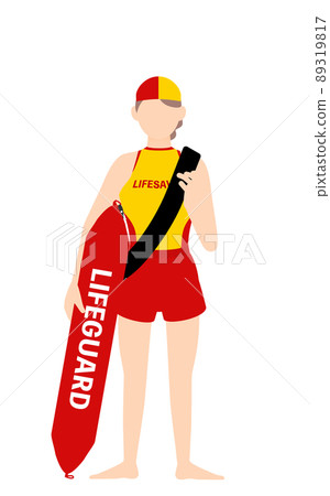 Female life saver pose, patrol with lifeguard tube - Stock Illustration ...