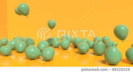 Scattered balloons on a colored background - 3D - Stock Illustration ...