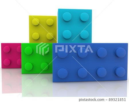 Toy bricks of different colors on white - Stock Illustration [89321851 ...
