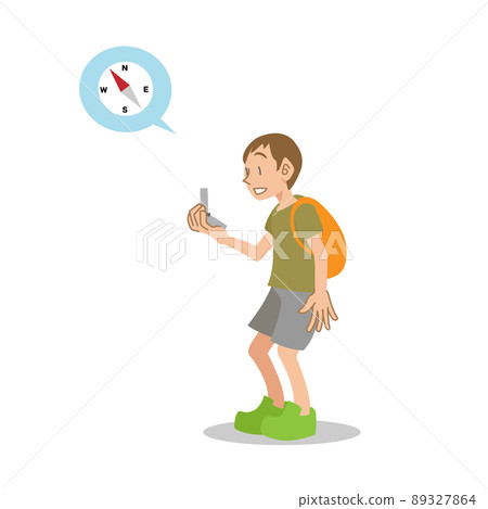 A child looking at a compass - Stock Illustration [89327864] - PIXTA