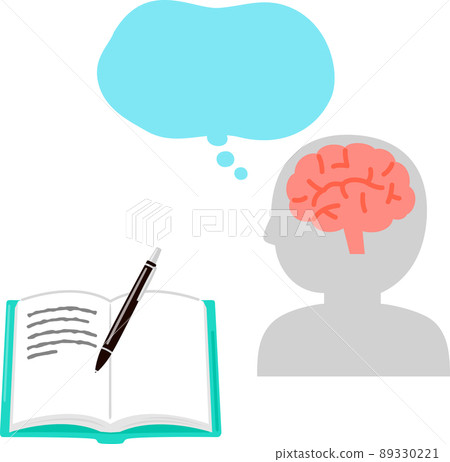 Thinking person, notebook and ballpoint pen - Stock Illustration ...