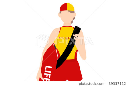 Female life saver pose, patrol with lifeguard tube - Stock Illustration ...