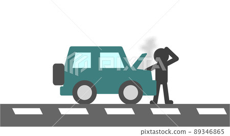 Cars and drivers stopped due to engine trouble - Stock Illustration ...