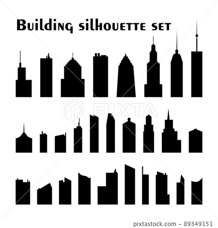 Black buildings silhouette collection.Vector... - Stock Illustration ...