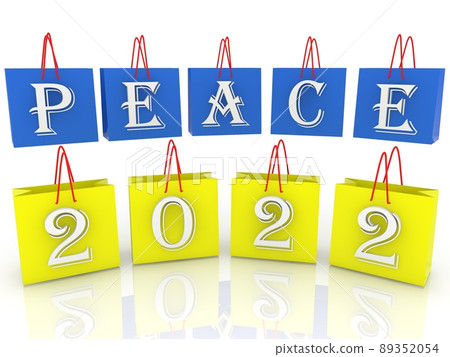 PEACE 2022 concept on shopping bags in the... - Stock Illustration ...