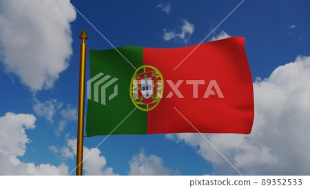 National flag of Portugal waving 3D Render with... - Stock Illustration ...