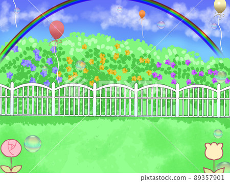Background: Illustration of a peaceful garden - Stock Illustration ...