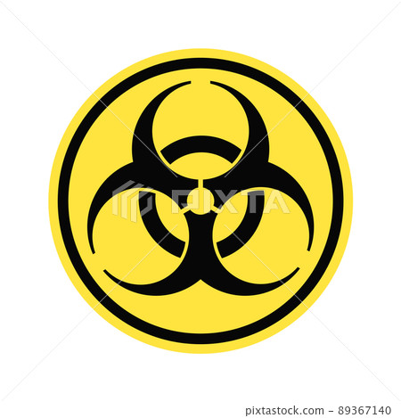 Yellow round warning icon with biohazard... - Stock Illustration ...