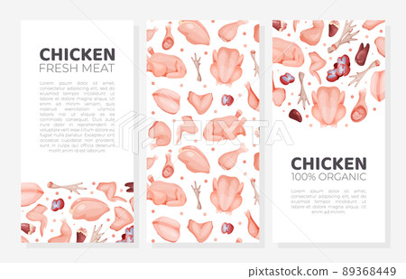 Fresh chicken meat mobile card templates set.... - Stock Illustration ...