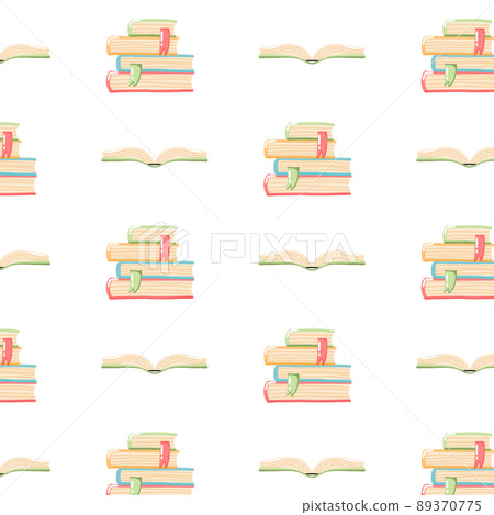 Pattern with Stacks of Books in cartoon style.... - Stock Illustration ...