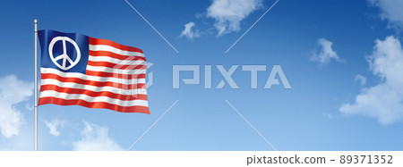 United States peace flag isolated on a blue... - Stock Illustration ...