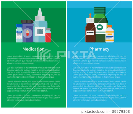 Medication Pharmacy Posters Medicament Containers - Stock Illustration ...