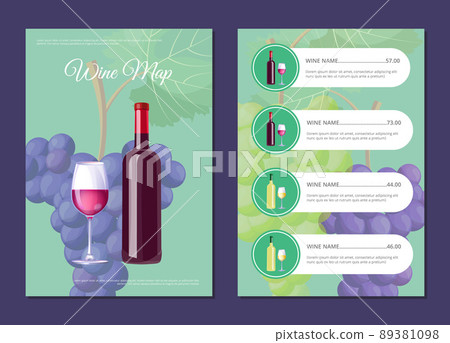 Stylish Wine Map Cover and Page with Prices Set - Stock Illustration ...