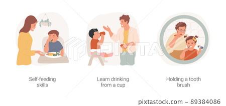 Infant self-care skills isolated cartoon vector... - Stock Illustration ...