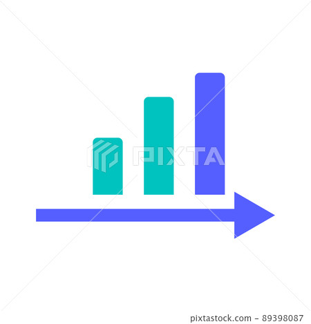 Blue bar graph and arrow - Stock Illustration [89398087] - PIXTA