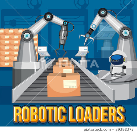Packaging process concept with robotic loaders - Stock Illustration [89398372] - PIXTA