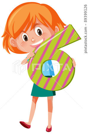 Student girl holding the number cartoon character - Stock Illustration ...