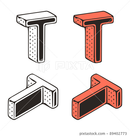 Isometric letter t doodle vector illustration... - Stock Illustration ...