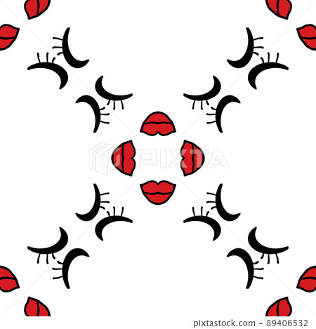 Lashes And Lips Seamless Repeating Pattern On... - Stock Illustration ...