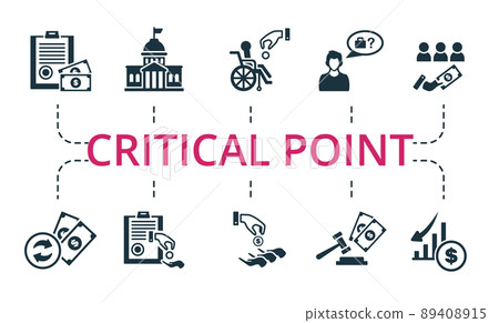 Critical Point set icon. Editable icons... - Stock Illustration ...
