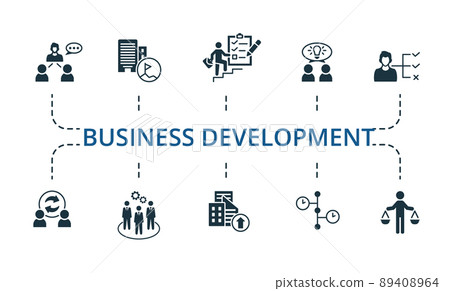 Business Development set icon. Editable icons... - Stock Illustration ...