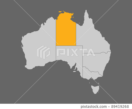 Northern Territory vector map on gray background - Stock Illustration ...