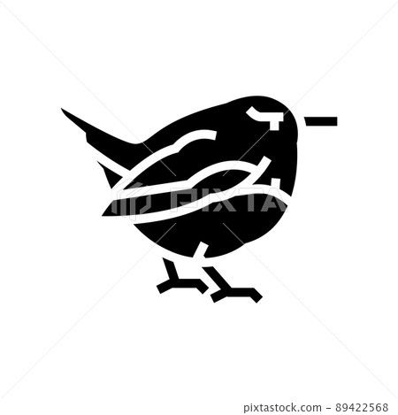 wren bird glyph icon vector illustration - Stock Illustration [89422568 ...