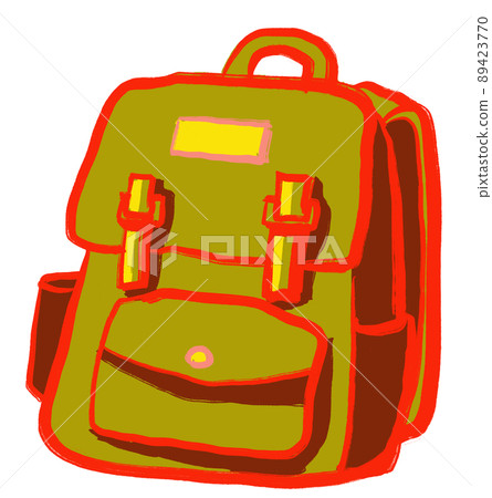 backpack bag Primary color scheme red blue... - Stock Illustration ...