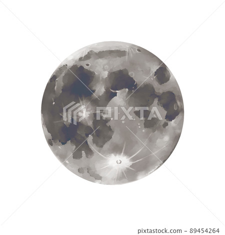 Watercolor style full moon without line drawing - Stock Illustration ...