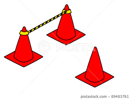 Red pylon and safety bar - Stock Illustration [89483761] - PIXTA