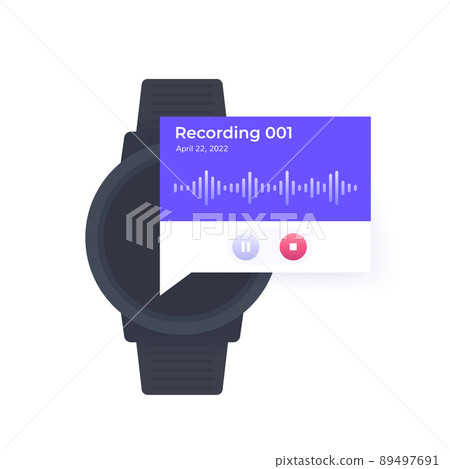 Audio recording in smart watch, interface design - Stock Illustration ...