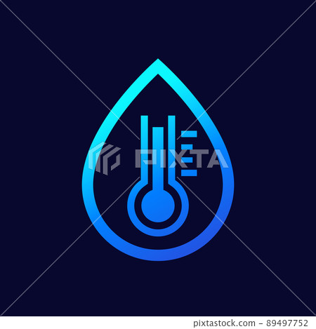 water temperature icon with thermometer, vector - Stock Illustration ...
