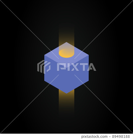 Violet 3D Cube with a Ray of Light from a Hole.... - Stock Illustration ...