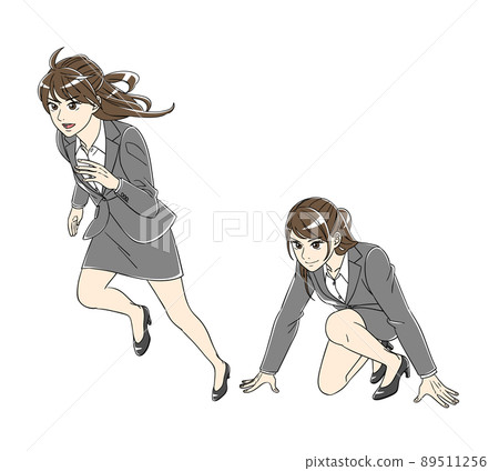 Female office worker running - Stock Illustration [89511256] - PIXTA