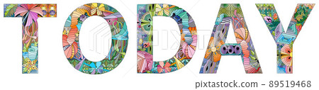 Word TODAY. Vector zentangle object for decoration - Stock Illustration ...