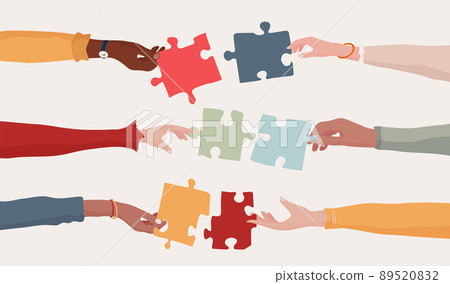 Cooperation and collaboration concept. Hands... - Stock Illustration ...