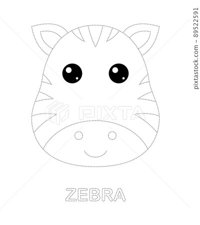 Zebra tracing worksheet for kids - Stock Illustration [89522591] - PIXTA