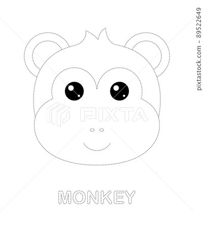Monkey tracing worksheet for kids - Stock Illustration [89522649] - PIXTA