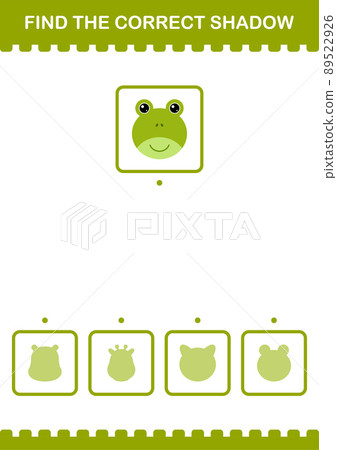 Find the correct shadow Frog face. Worksheet... - Stock Illustration ...