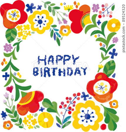 Happy birthday heart-shaped illustration frame - Stock Illustration ...