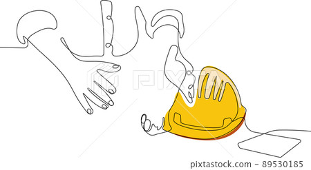 Continuous line drawing engineer wearing helmet - Stock Illustration ...