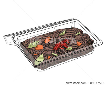 Illustration of yakisoba in a plastic container - Stock Illustration ...