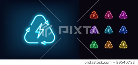 Outline neon electric recharge icon. Glowing...-插圖素材 [89540758] - PIXTA圖庫