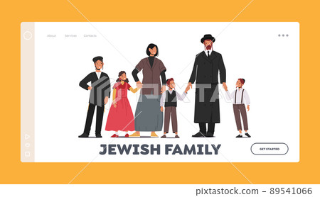 Traditional Jewish Family Landing Page... - Stock Illustration ...